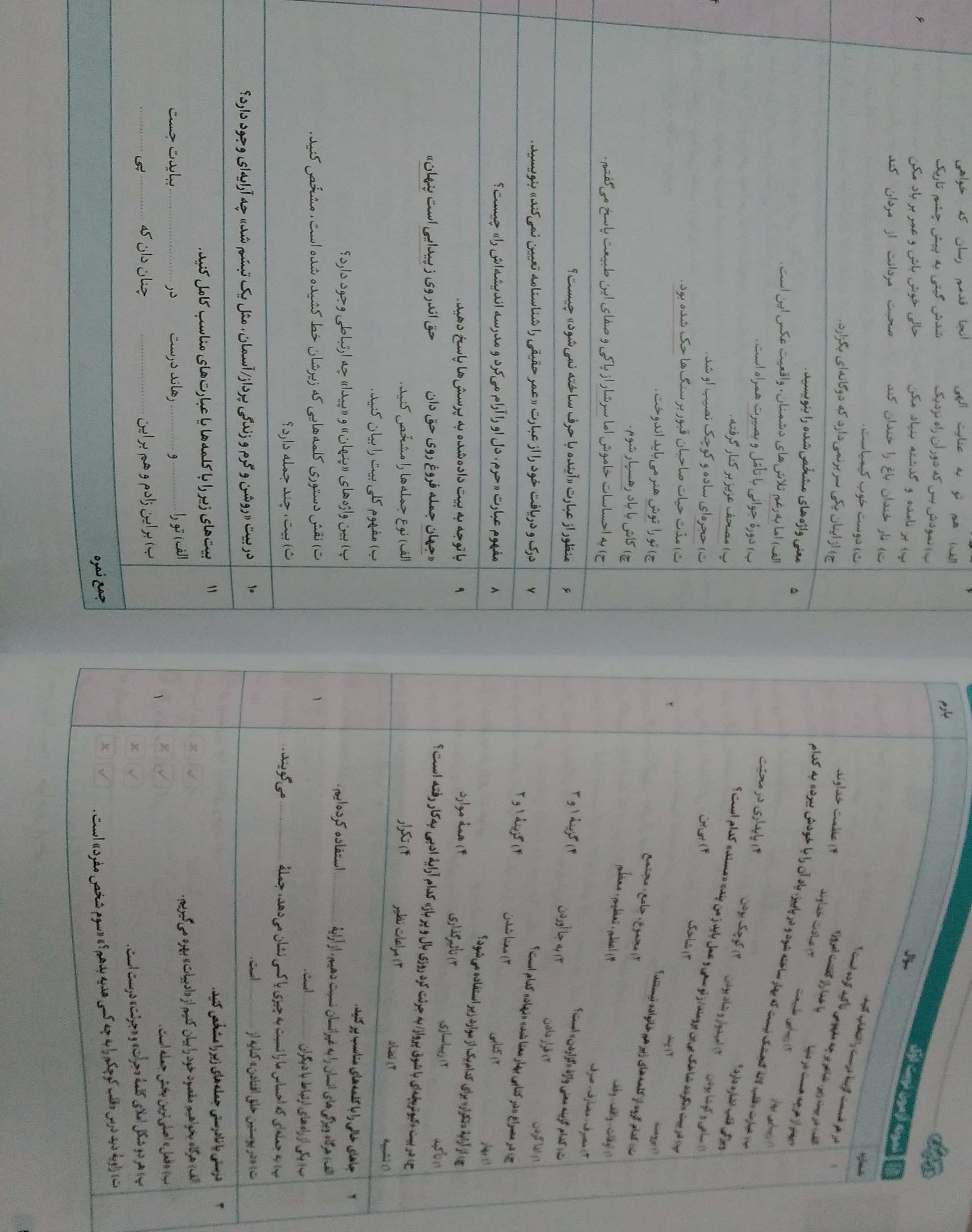 بچه ها میشه یه سری نمونه سوال از متمم،فعل اسنادی ،مفعول،نهاد بدین؟ یعن فارسی هفتم پرسان